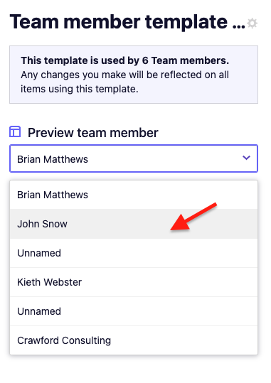 Editing team member pages