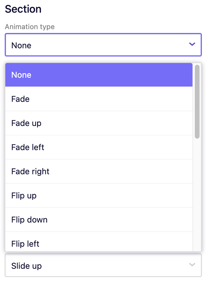 Adding section animations