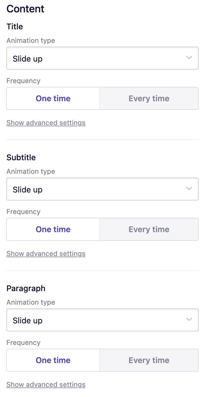 Adding section animations