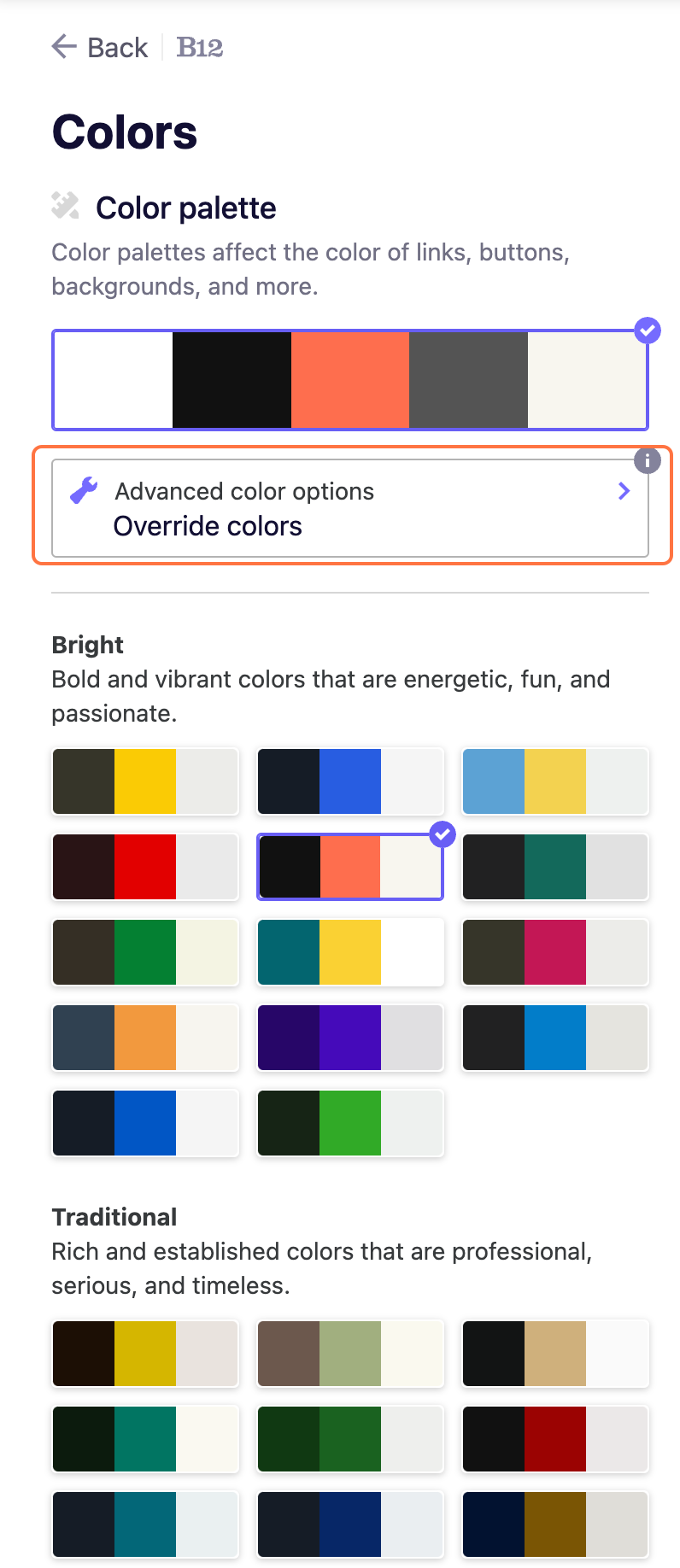 Manually overriding your website's colors